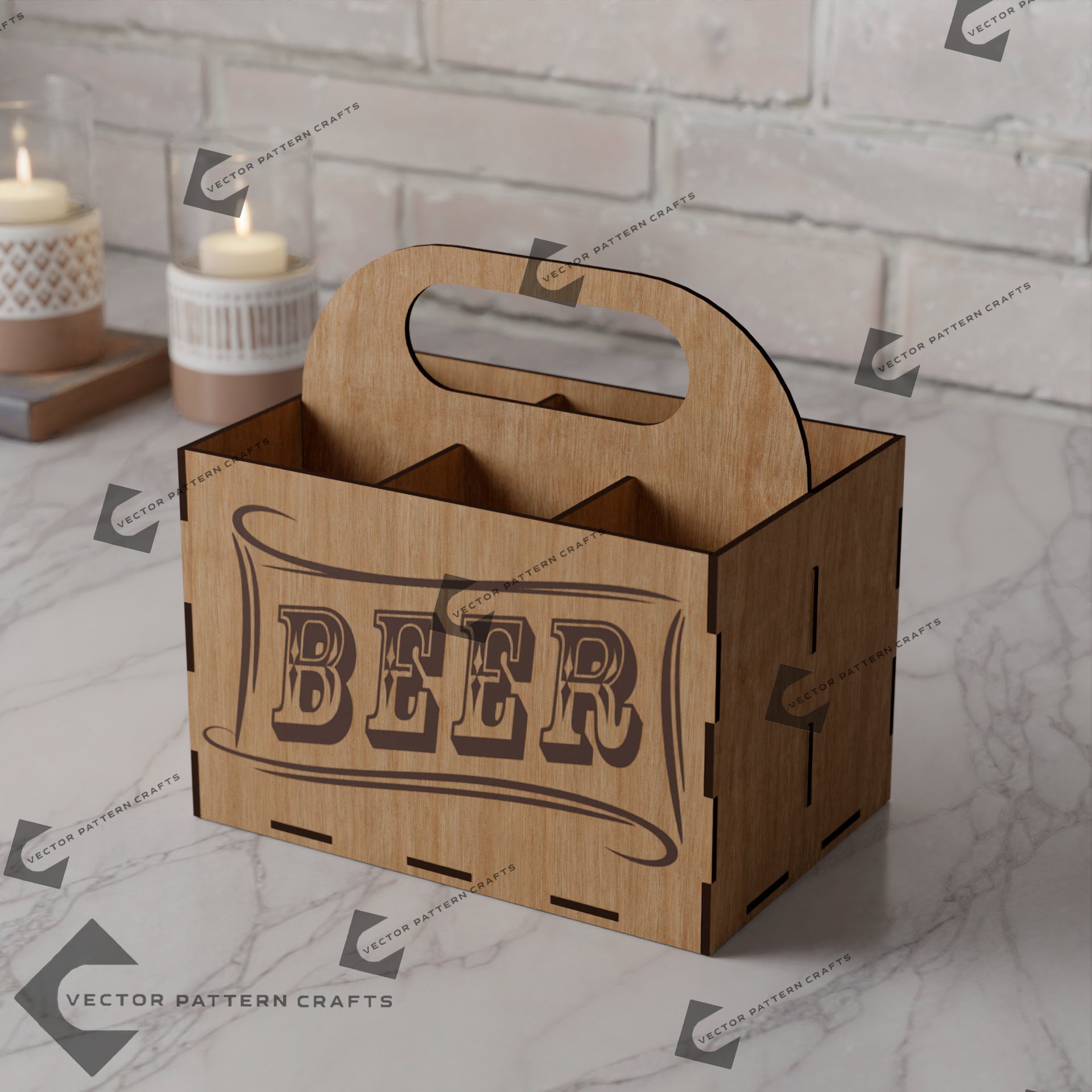 Laser Cut Wooden 6 Pack Beer Caddy Svg Template Glowforge Beer Holder ...