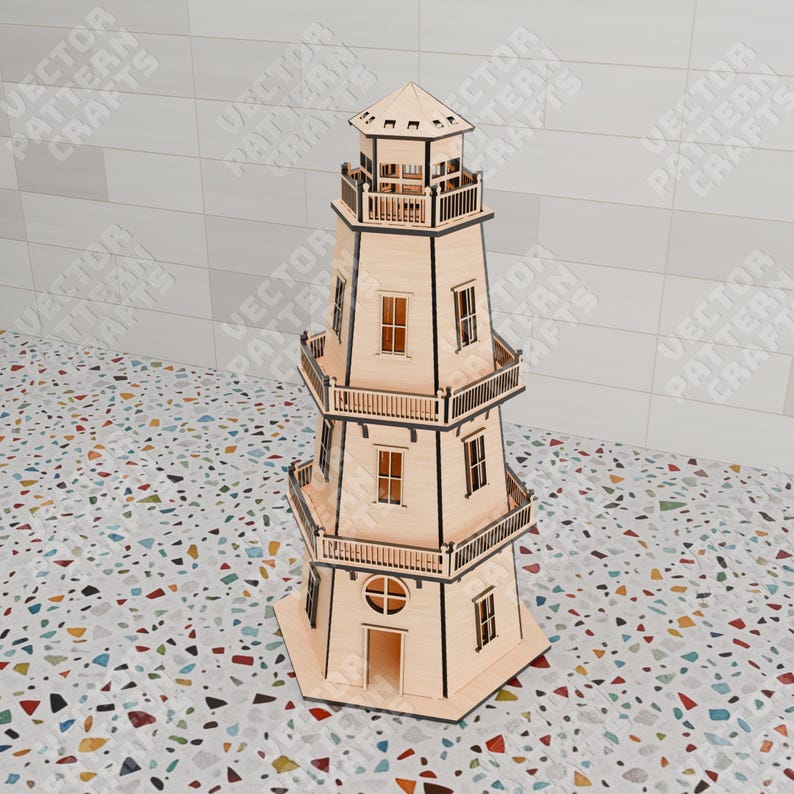 Wooden Lighthouse Laser Cut Svg File Glowforge Lantern Tower Svg Cricut ...