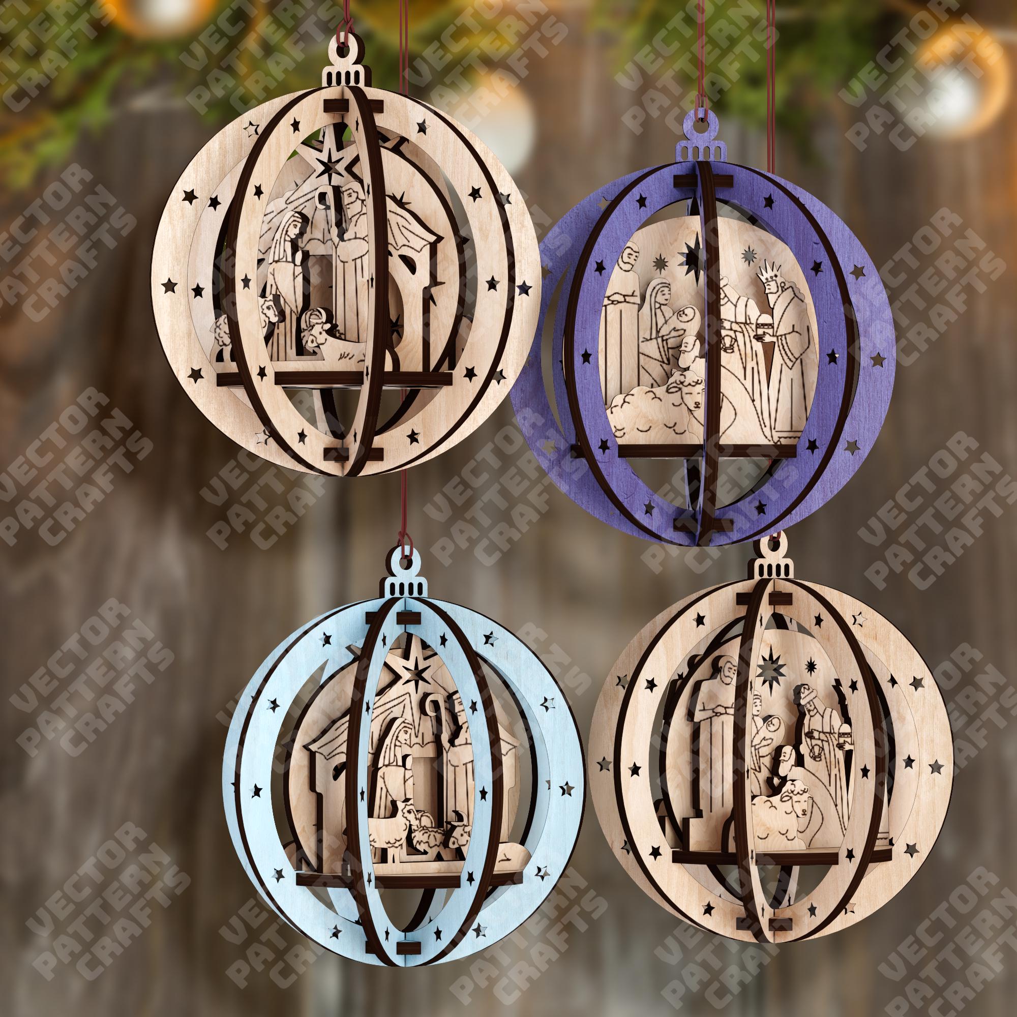 Christmas Tree 6 Ornaments Laser Cut Svg File Glowforge 3D Christmas ...