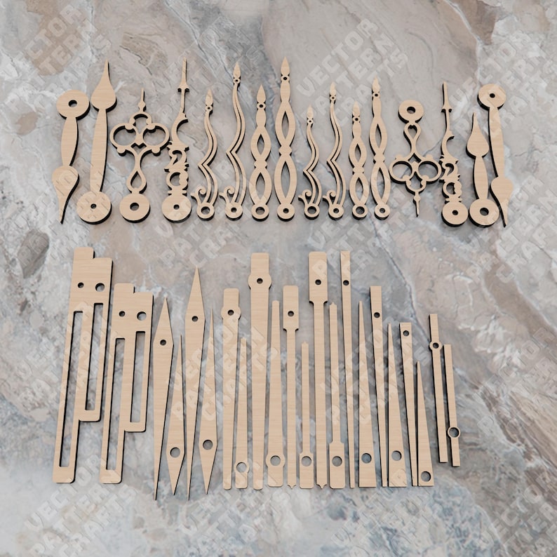 Laser Cut Clock Hands Bundle Svg Template Glowforge Dial Clock Hands ...