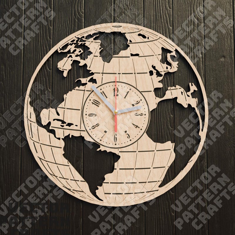World Map Wall Clock - Etsy