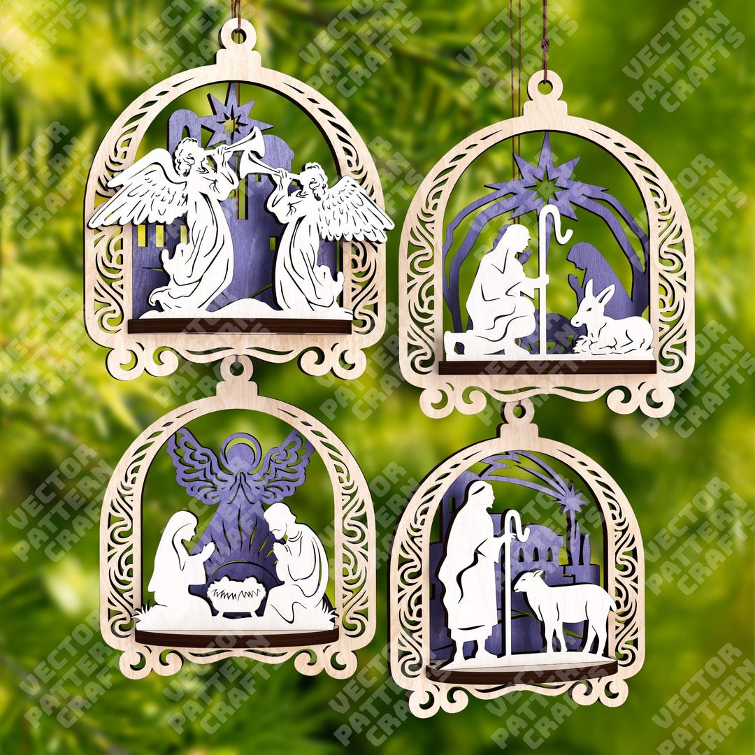 3D Nativity Tree Ornaments Laser Cut Svg File Glowforge Nativity ...