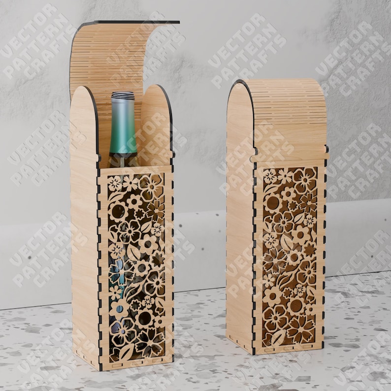 Decorative Gift Bottle Box Laser Cut Svg File Glowforge Wooden Wine ...