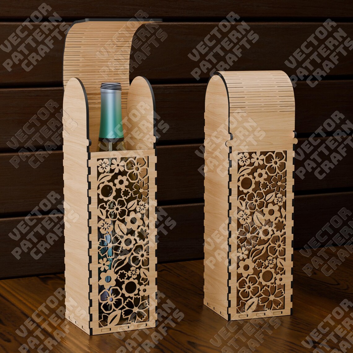 Decorative Gift Bottle Box Laser Cut Svg File Glowforge Wooden Wine ...