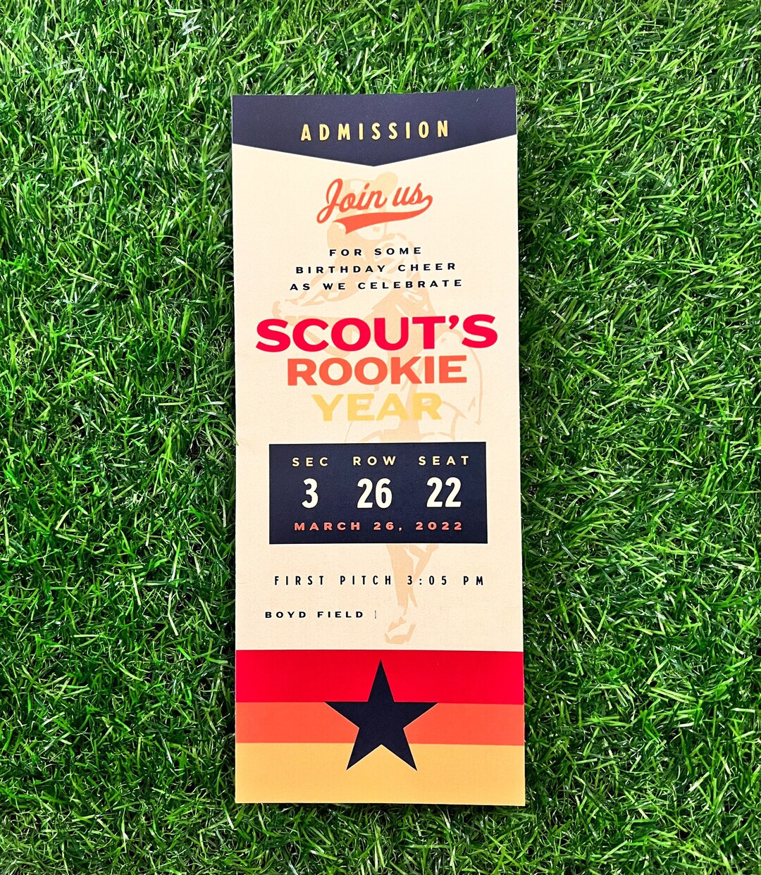 DIGITAL FILE Custom Rookie Year Invitation - Baseball Party Ticket ...