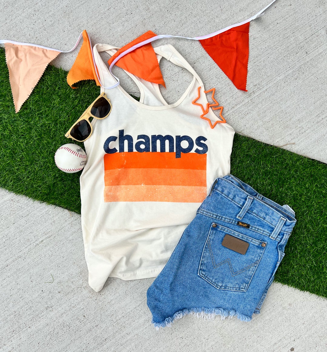 LADIES Houston Astros Baseball Distressed CHAMPS - Racerback Tank ...