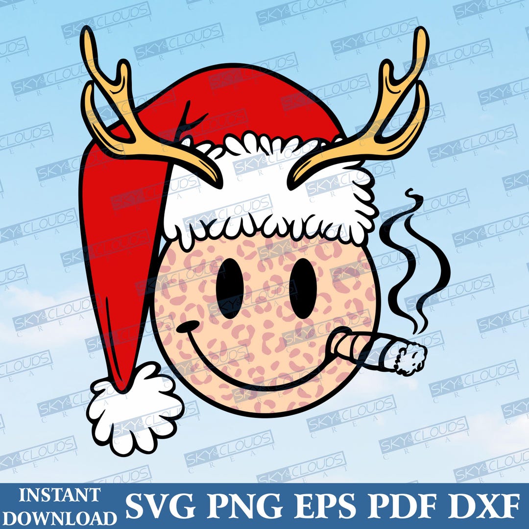 Christmas Smiley Face Svg, Retro Christmas PNG, Christmas Smiley Face ...