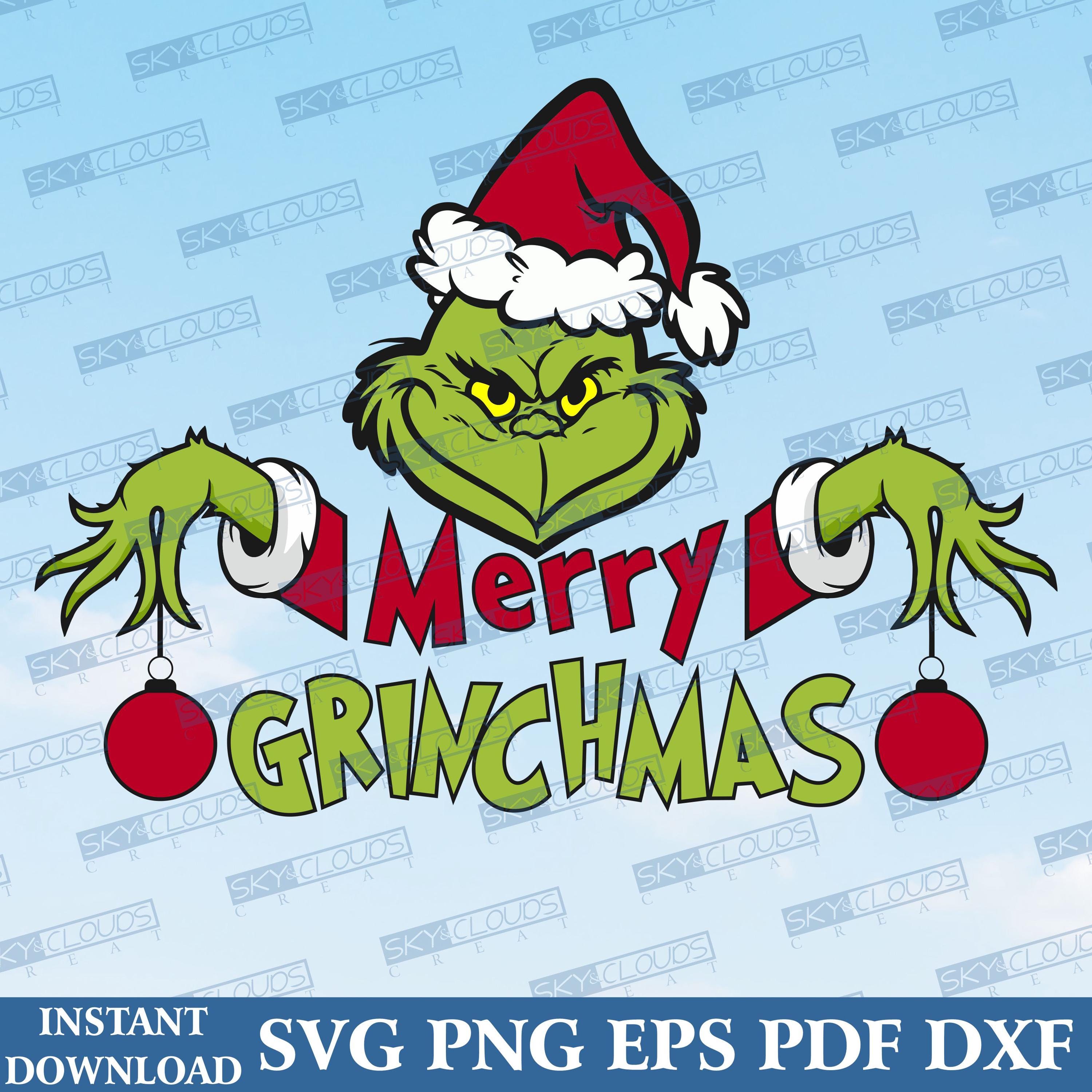 Grinch svg, Feliz Grinchmas svg, Natal svg, Rosto do Grinch svg, Chapéu de Papai Noel svg, O ...