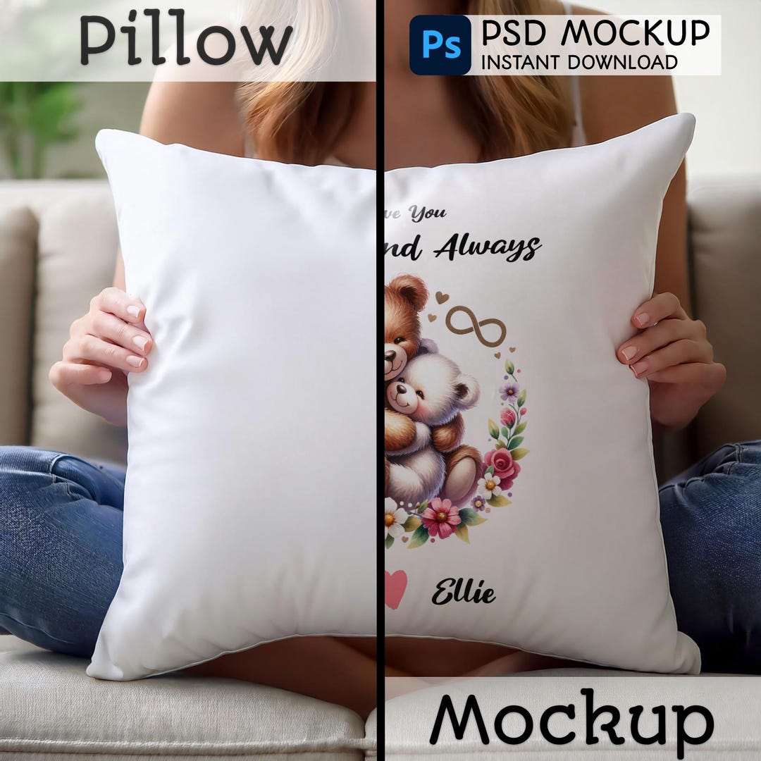 Pillow Mockup PSD Simplistic - PSD Woman Holding Cushion Mockup ...