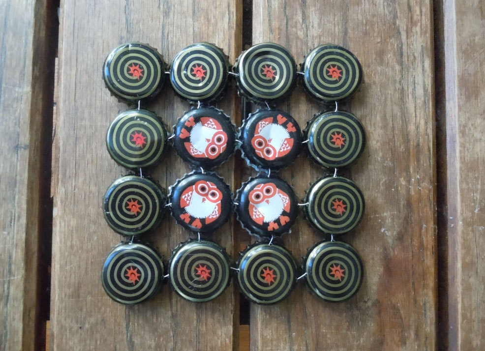 Dizzy Owl - Bottle Cap Trivet - Etsy