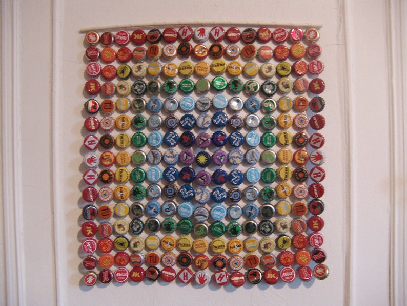 Square Metal Rainbow - Bottle Cap Tapestry - Etsy