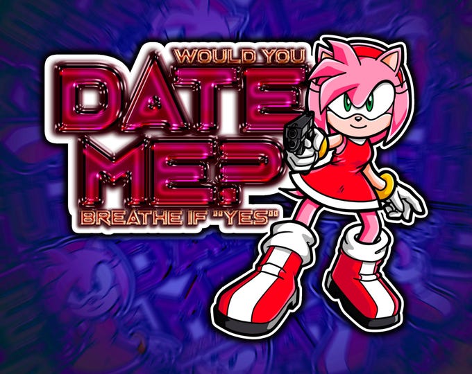Sonic Sticker – Amy Rose: Would You Date Me? | Sonic the Hedgehog Meme ...
