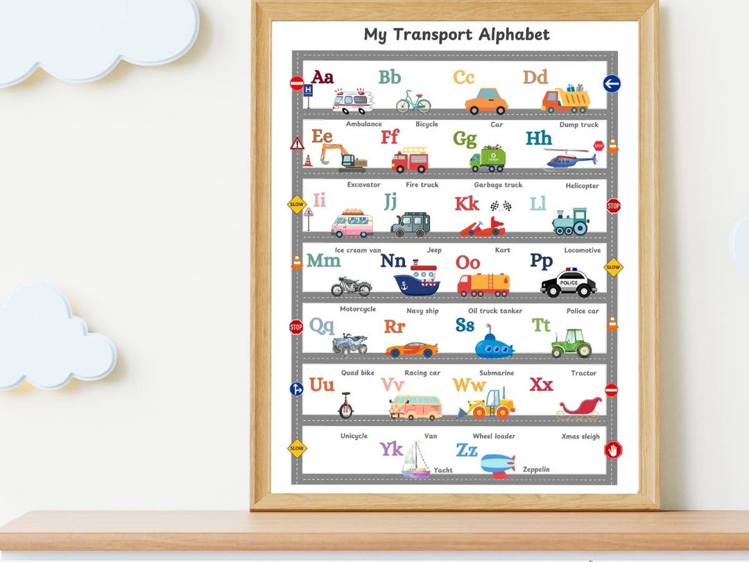 My Transport Alphabet | Kids Digital Wall Art | Educational Vehicle ...