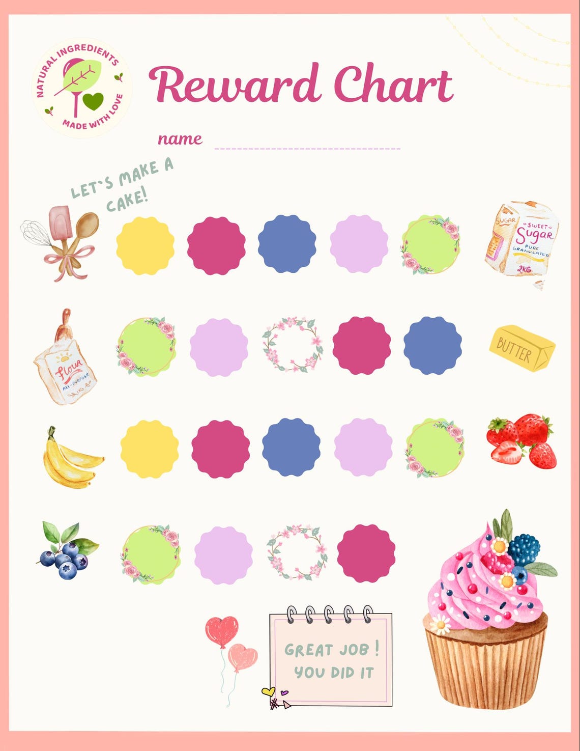 Printable Reward Chart /a4-a5-letter Size Behaviour Chart for Kids ...