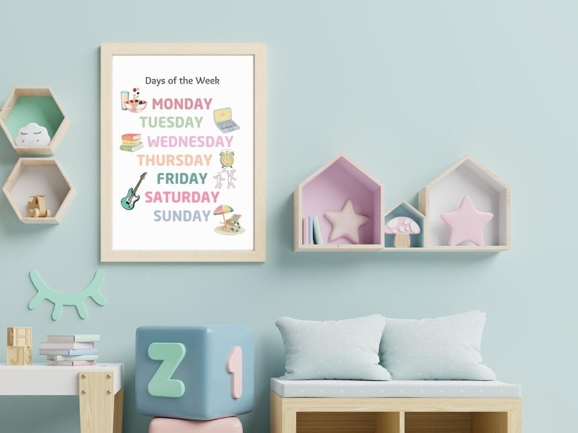Days of the Week Emoji Printable | Kids Nursery, Playroom Decor ...