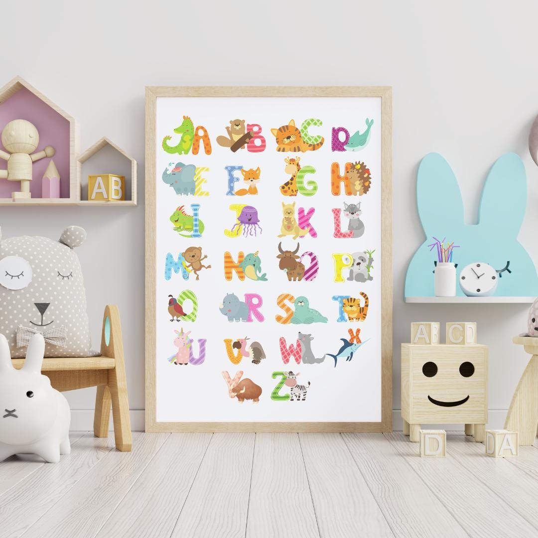 Animal Alphabet Digital Wall Art | ABC Nursery Print | Educational Kids ...