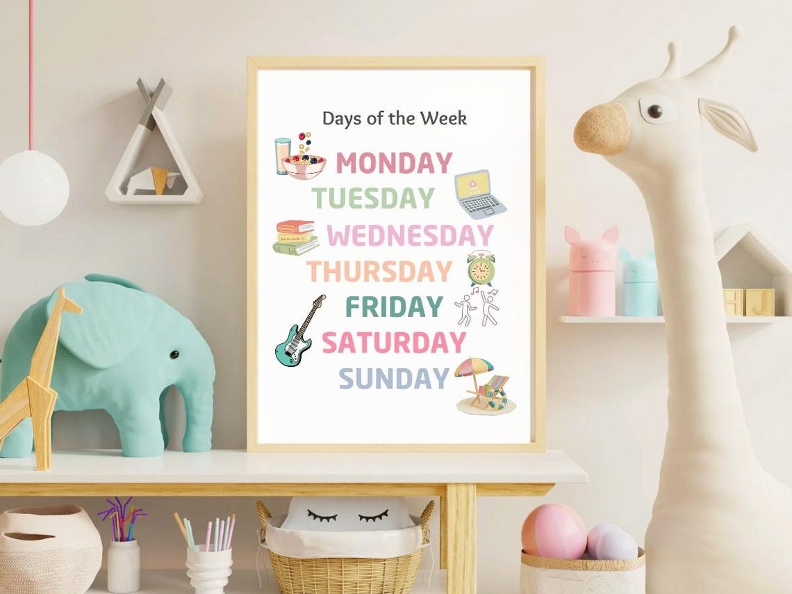 Days of the Week Emoji Printable | Kids Nursery, Playroom Decor ...