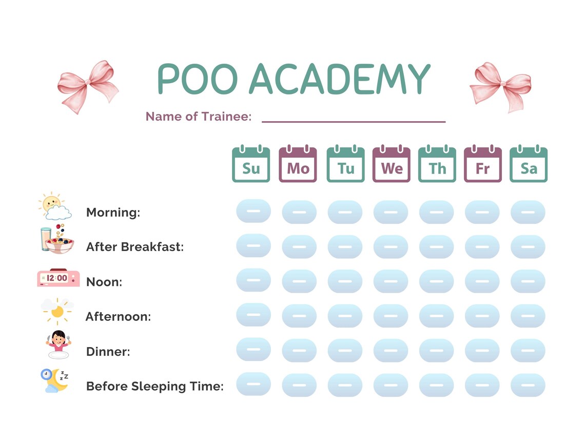 Potty Training Reward Chart / Motivational Potty Chart / Toddler Toilet ...