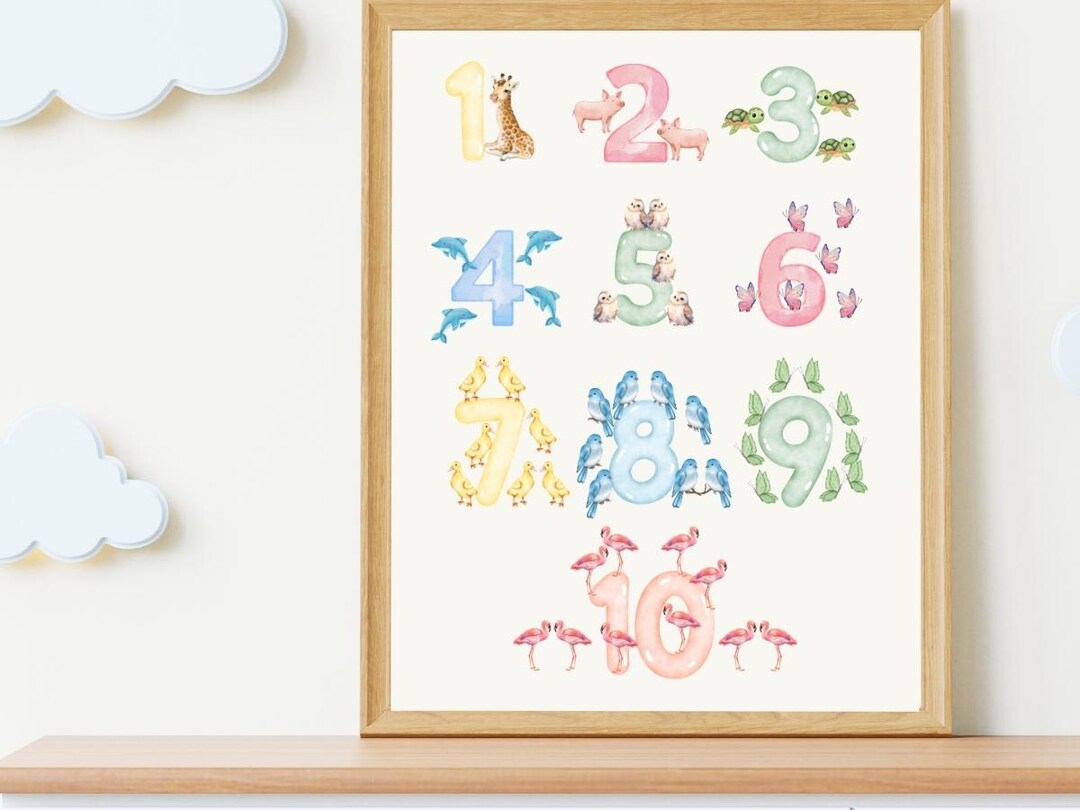 Animal-themed Numbers Poster | Educational Nursery Wall Art | Printable ...