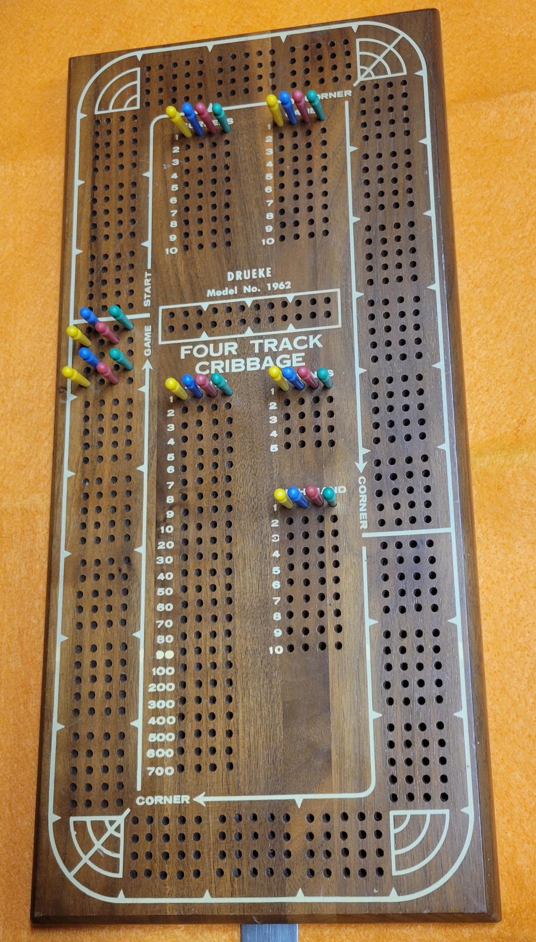 Four Track Cribbage Board - Once Around - Pegs Included - Etsy