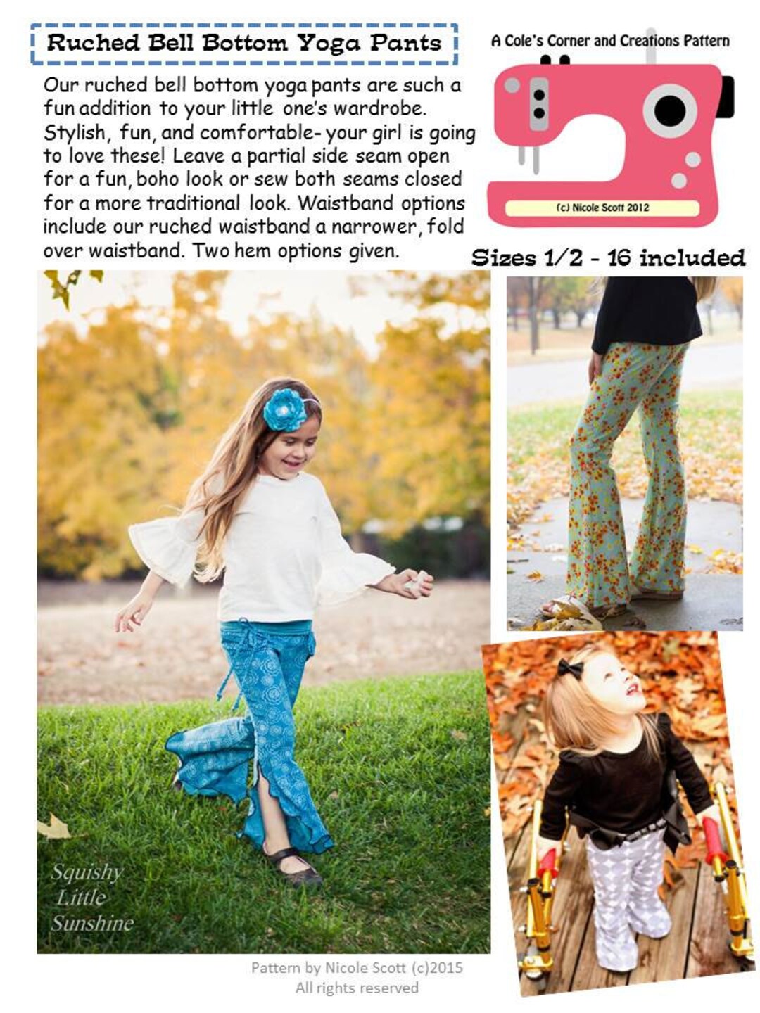 Ruched Bell Bottom Yoga Pants PDF Sewing Pattern Sizes 1/2-16 - Etsy