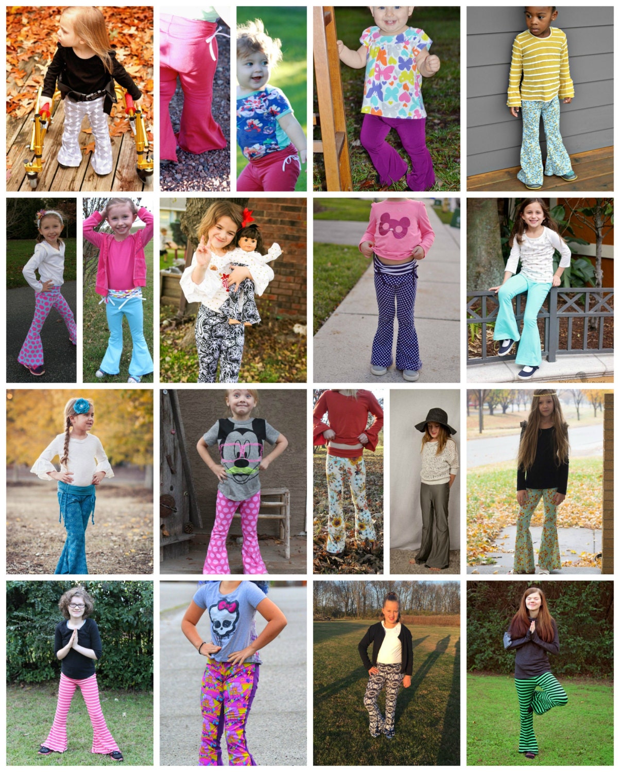 Ruched Bell Bottom Yoga Pants PDF Sewing Pattern Sizes 1/2-16 - Etsy