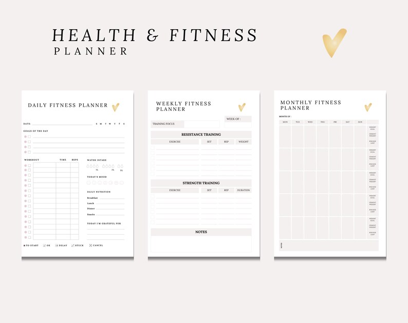 Health and Fitness Tracker | Printable | Fillable | Health Journal - Etsy