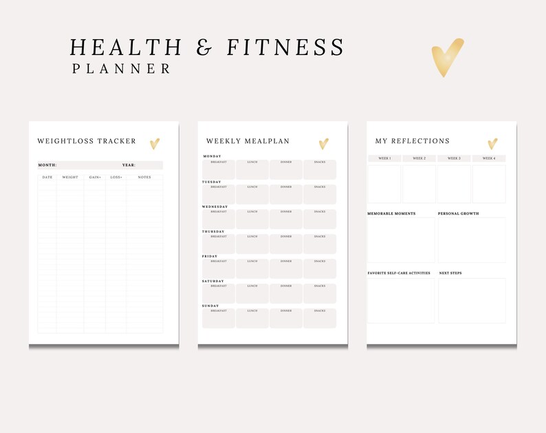 Health and Fitness Tracker | Printable | Fillable | Health Journal - Etsy