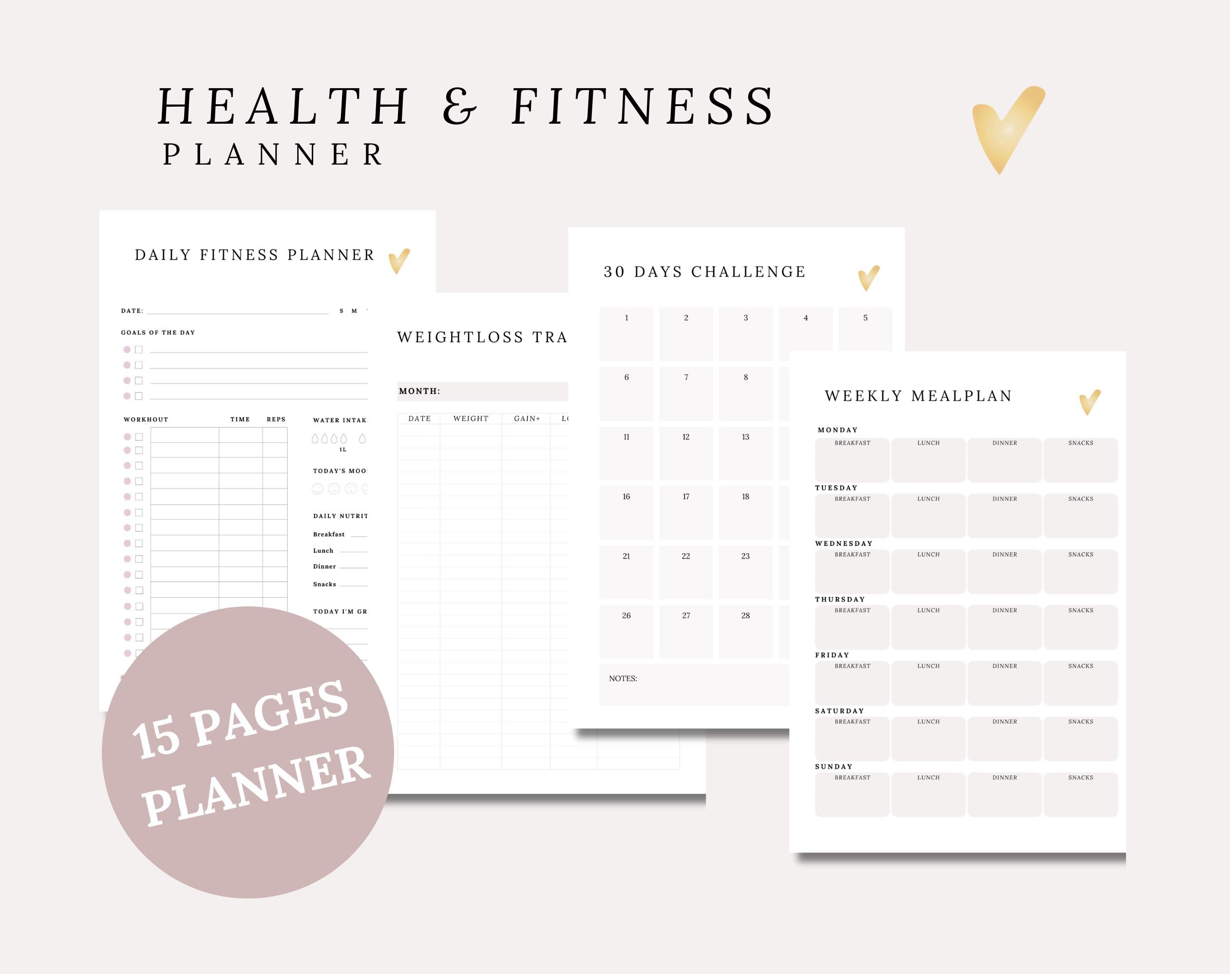 Health and Fitness Tracker | Printable | Fillable | Health Journal - Etsy