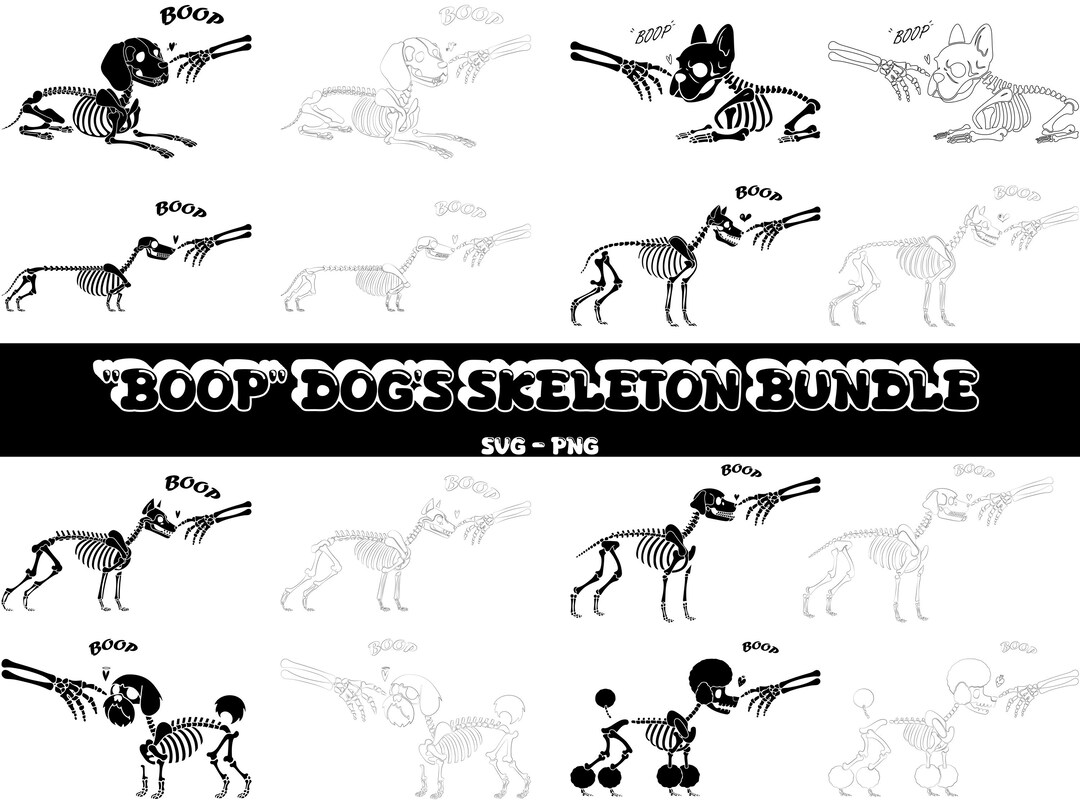 Dog's Skeleton Boop Halloween SVG PNG Files, Funny Dog Skeleton Png ...