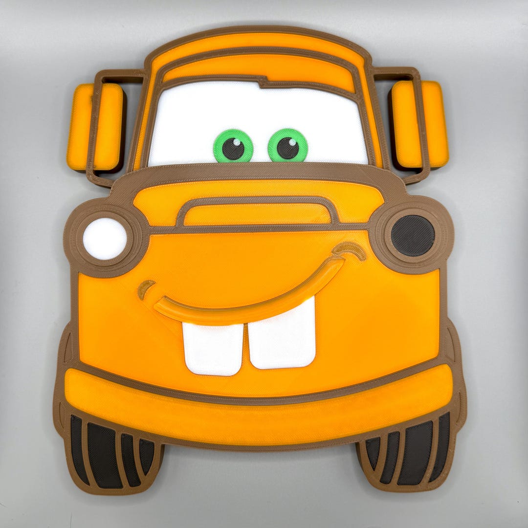 Mater 3D Front View Wall Sign | Disney Cars Inspired | Kids Bedroom ...
