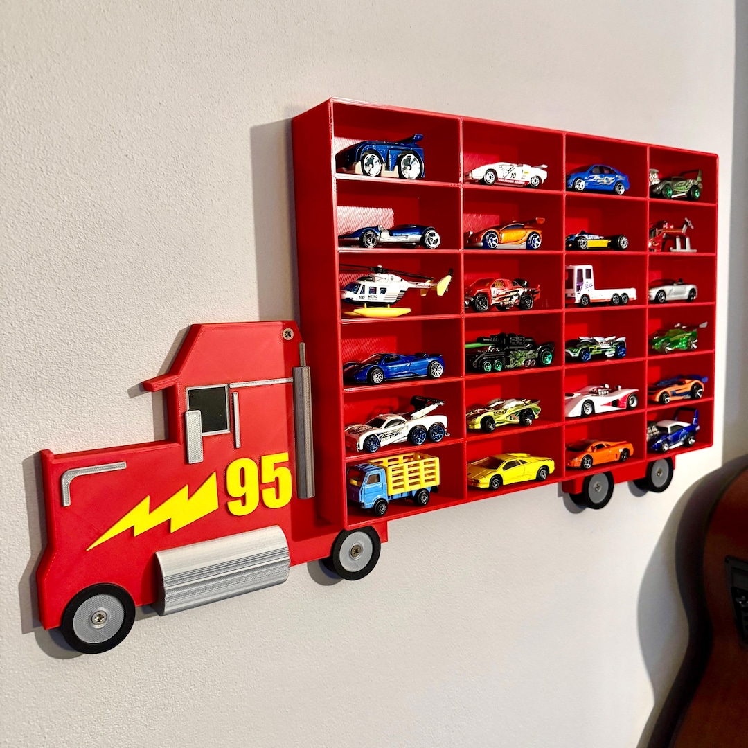 Toy Car Storage - Holds 24-96 Cars | Truck Shaped Wall Mounted Hot ...