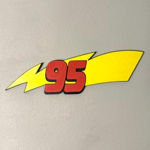 95 Lightning Mcqueen Lightning Bolt 3D Wall Sign | Disney Cars Inspired ...