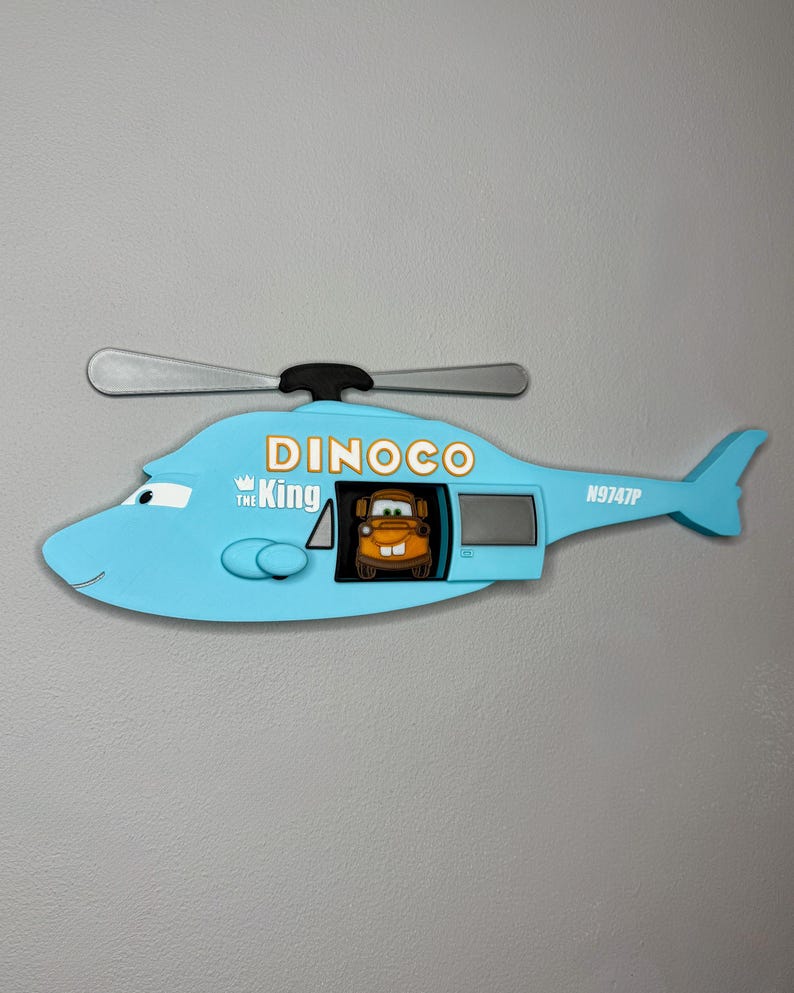 Mater in a Dinoco Helicopter 3D Sign | Disney Cars Inspired | Kids ...
