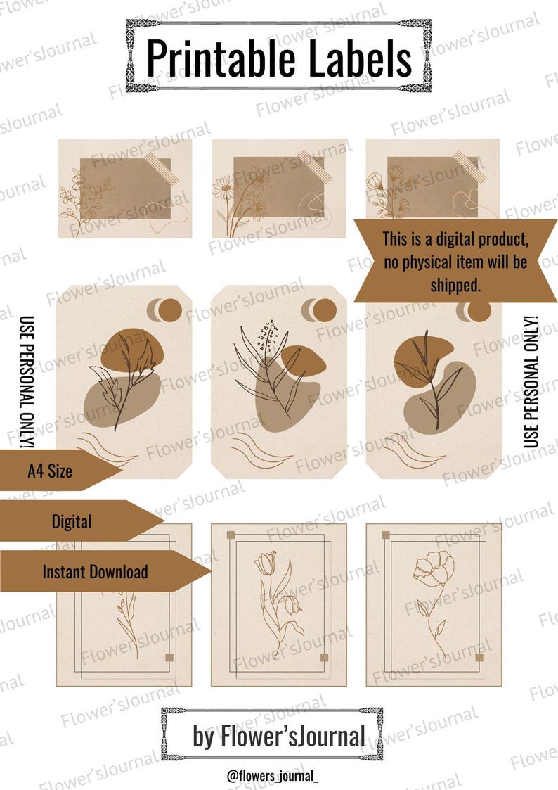 Printable Labels-stickers-tags-frames Digital Labels Junk Journal ...