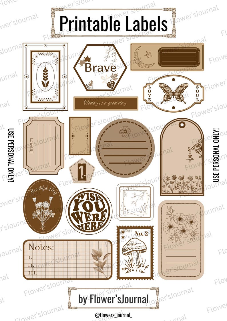 Printable Labels-stickers-tags-frames Digital Labels Junk Journal ...
