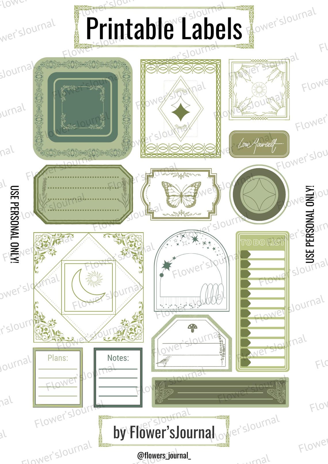 Printable Labels-stickers-tags-frames Digital Labels Junk Journal ...