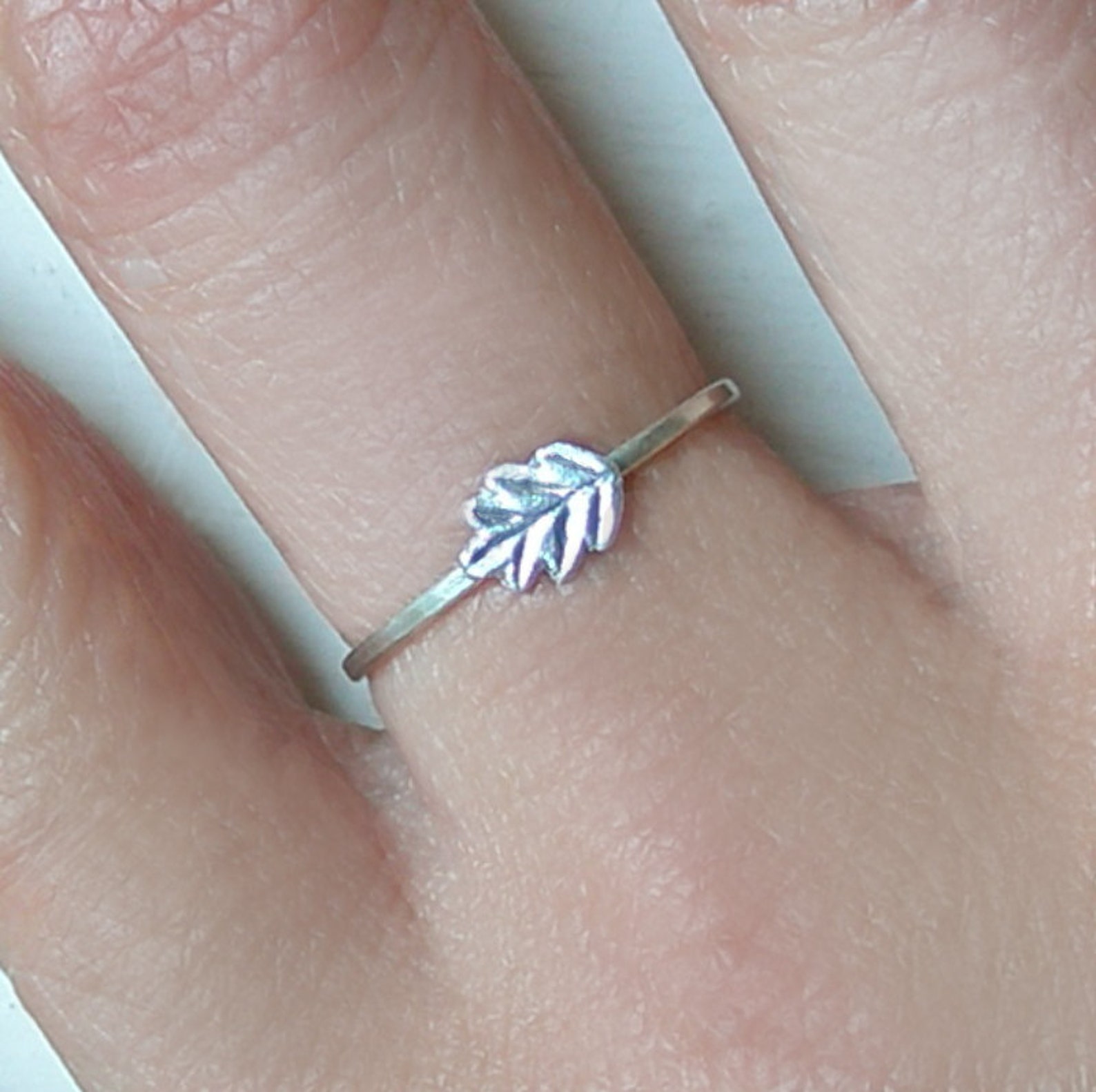 Tiny Oak Leaf Ring Nature Inspired Sterling and Fine | Etsy