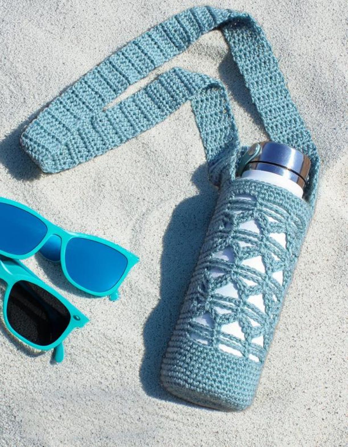 Crochet Bottle Bag, Crochet Water Bottle Bag, Crochet Water Bottle ...