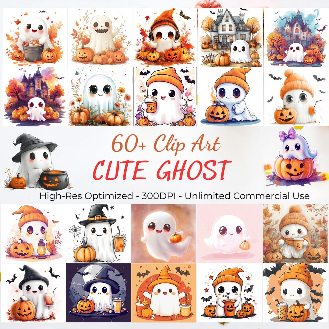 60 Cute Ghost Clipart PNG 4K, Ultra HD, 4096 X 4096 Px Free File 300 ...
