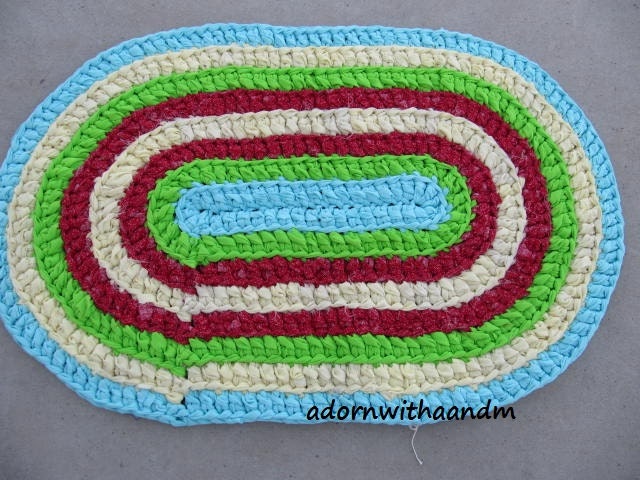 Retro 1950s Crocheted Oval Shape Rag Rug Eco Friendly - Etsy