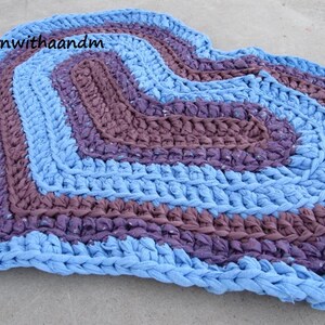 Bluesy Heart Crocheted Heart Shape Rag Rug, Eco Friendly, Washable ...
