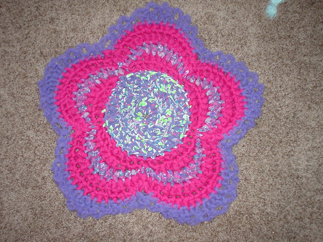 Pink and Purple Flower Rag Rug a - Etsy