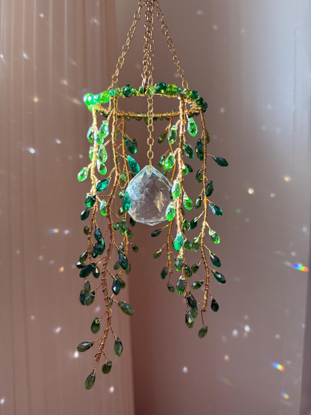 Prism Plant Crystal Suncatcher / Plant Suncatcher / Rainbow Maker / Crystal Window Hanging ...