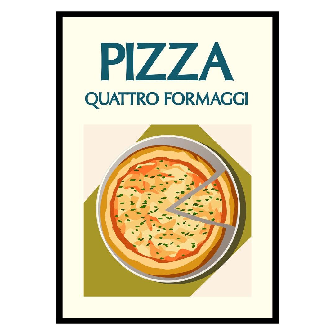 Quattro Formaggi Pizza Poster - Etsy