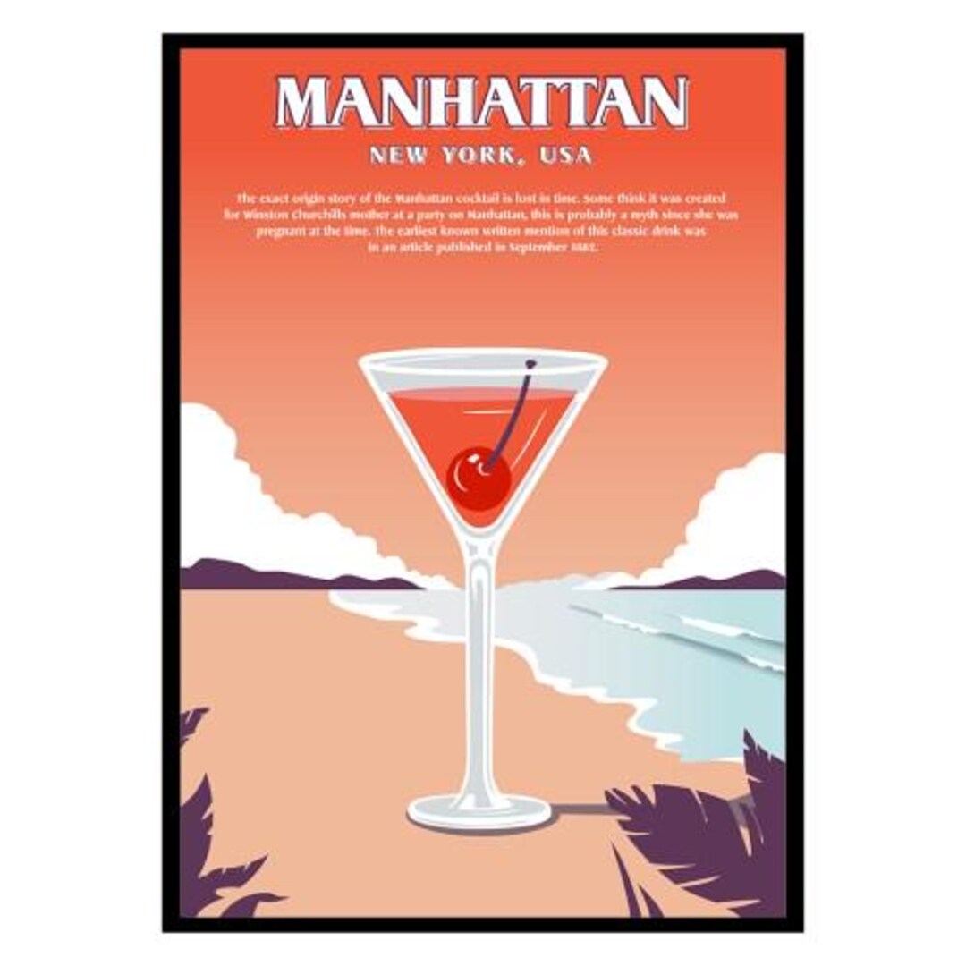 Manhattan Cocktail Poster - Etsy