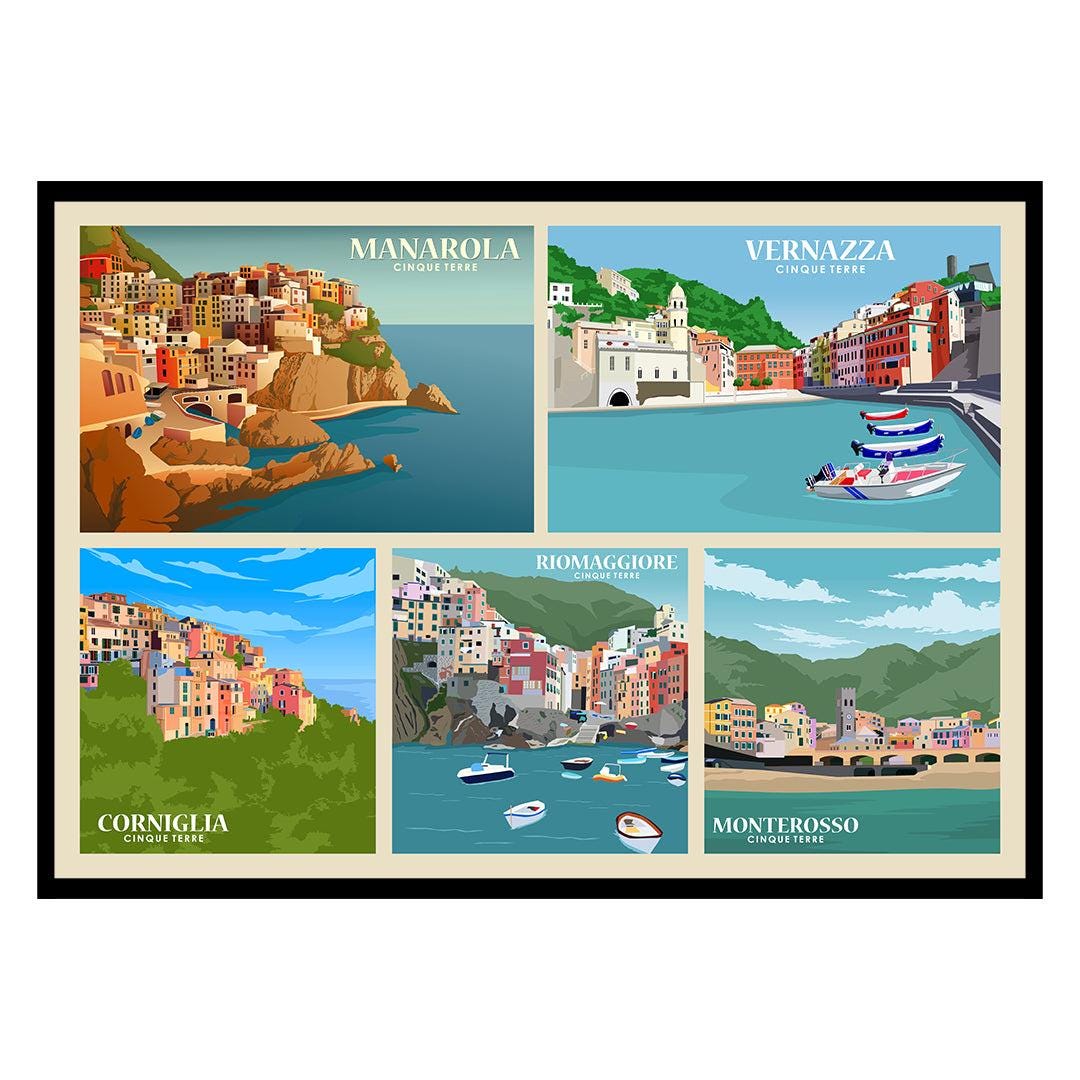 Cinque Terre Italy 5 Lands Poster - Etsy