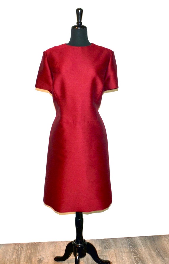 1960s 70s ruby red silk dress and blazer. Rhinestone … - Gem