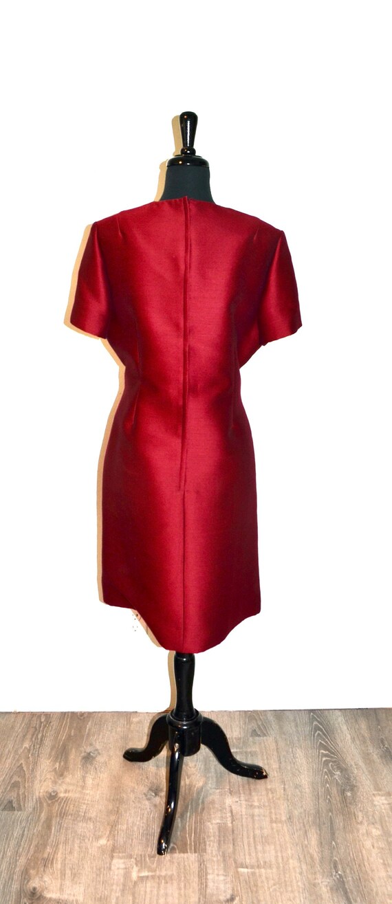 1960s 70s ruby red silk dress and blazer. Rhinestone … - Gem