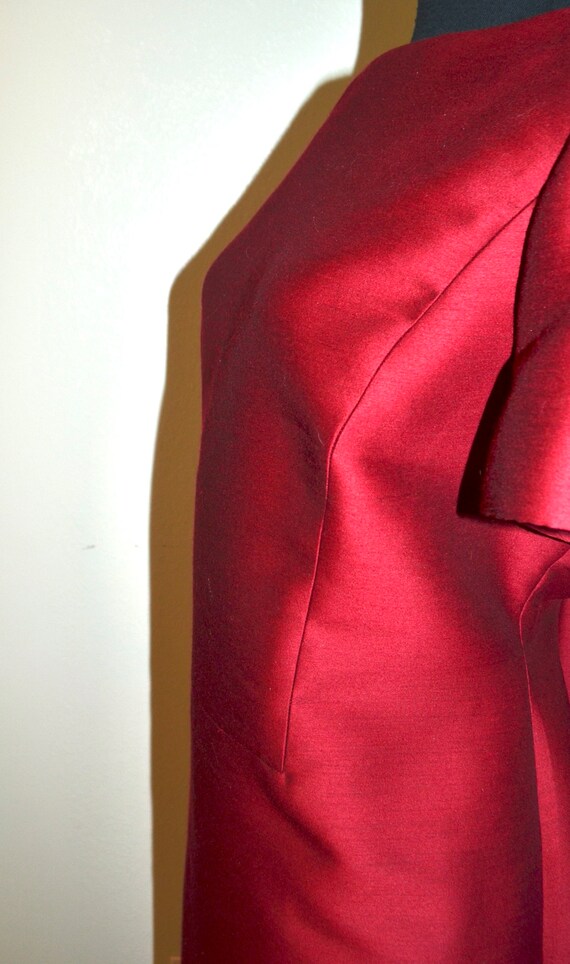 1960s 70s ruby red silk dress and blazer. Rhinestone … - Gem
